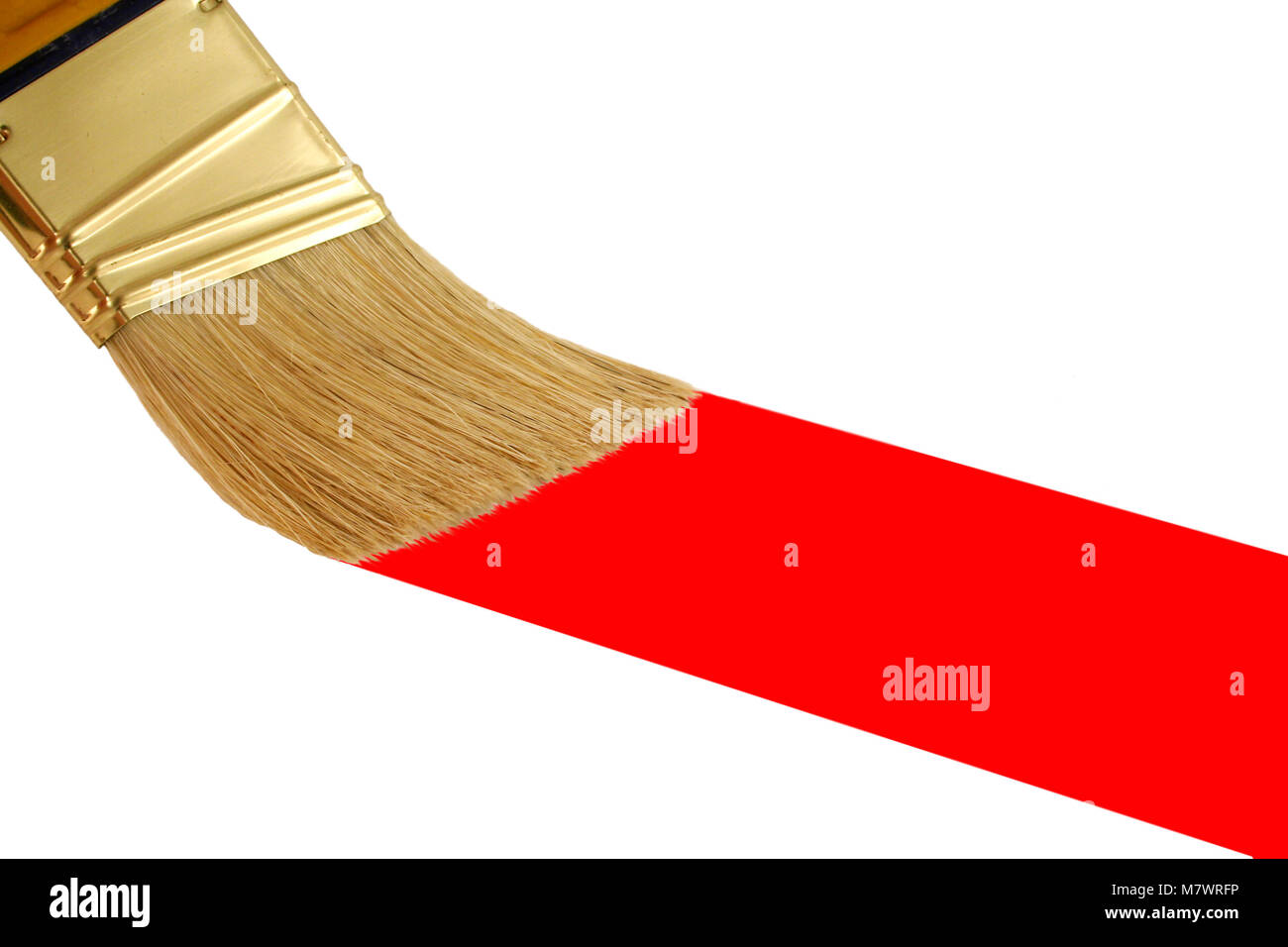 A Isolated paint brush painting a red stripe Stock Photo - Alamy