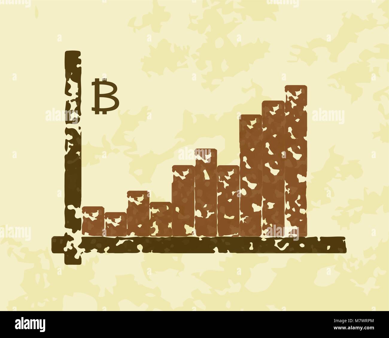 The graph of growth of bitcoin. Cryptocurrency vector illustration. E ...
