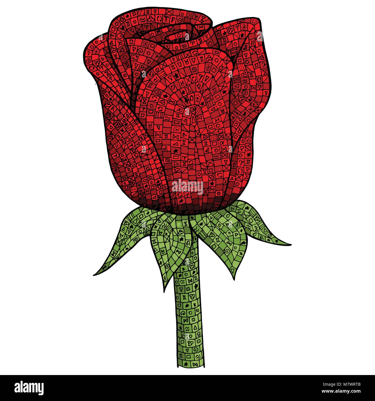 Rose zen tangle and doodle. ?oloring book vector illustration Stock ...