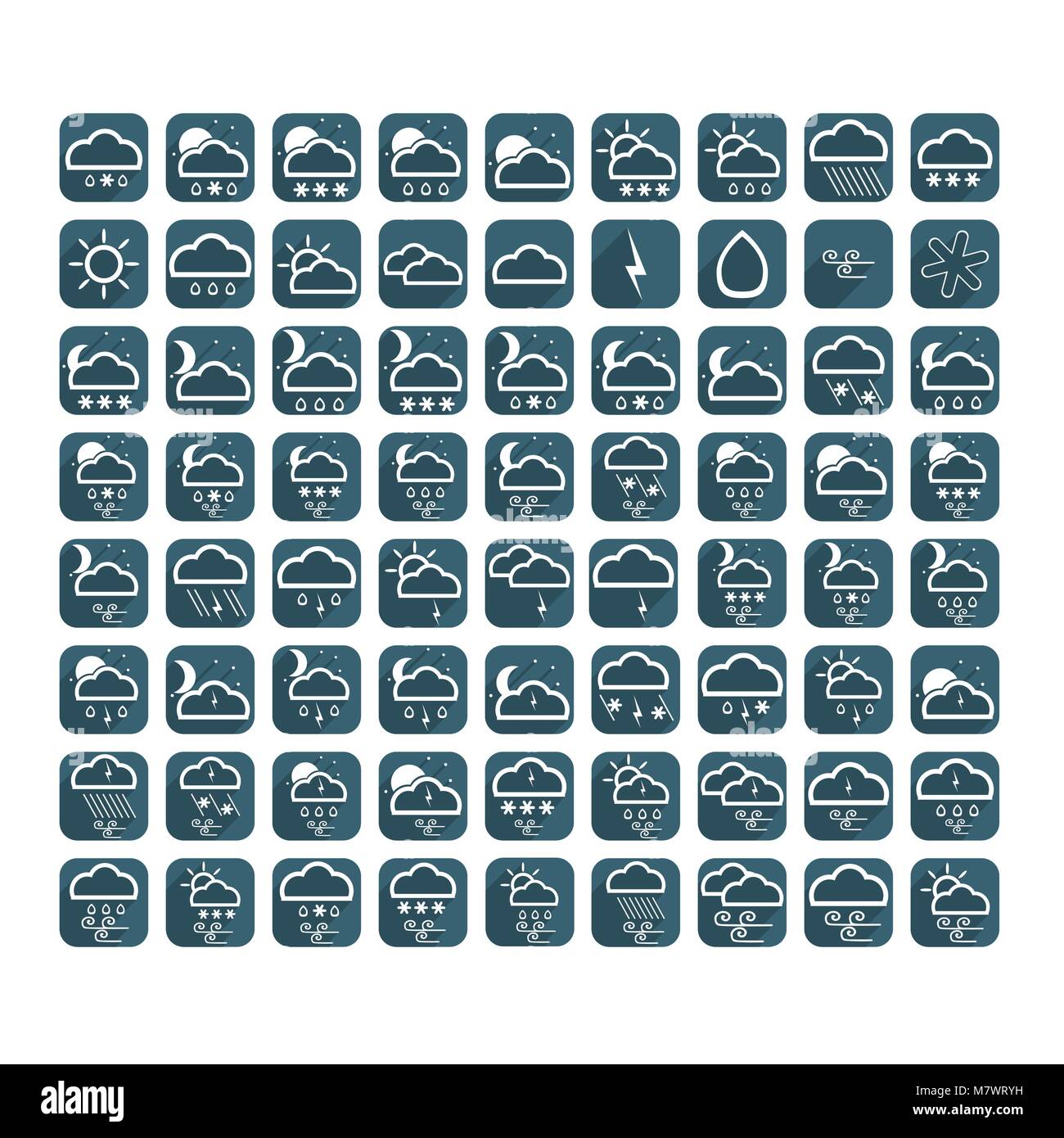 Weather icons set. Simple collection of climate symbols. Vector ...