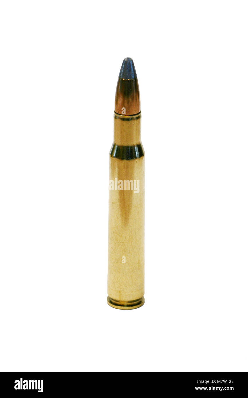 A Isolated 30-06 bullet on white Stock Photo - Alamy