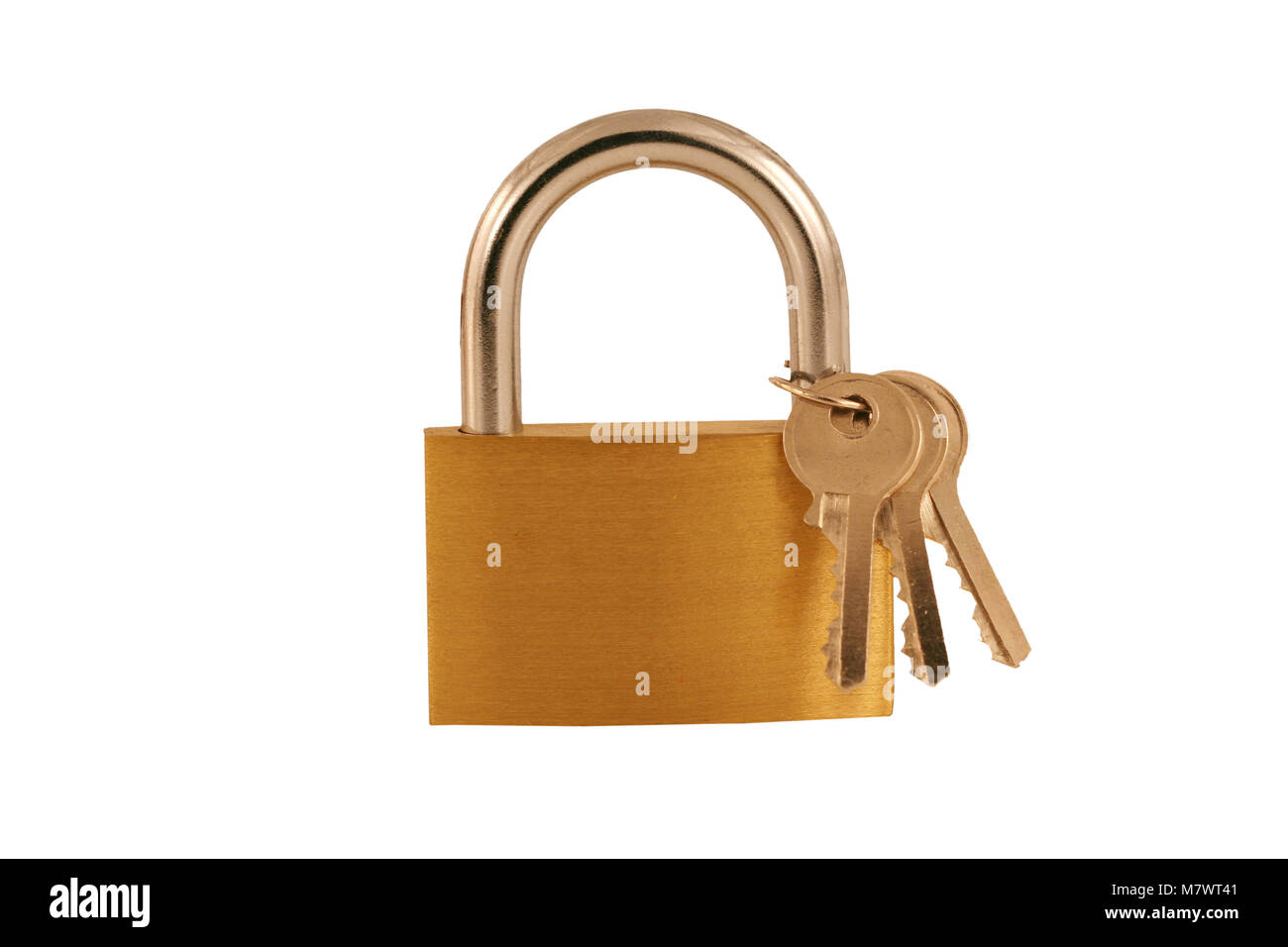 A Isolated Brass lock and keys Stock Photo - Alamy