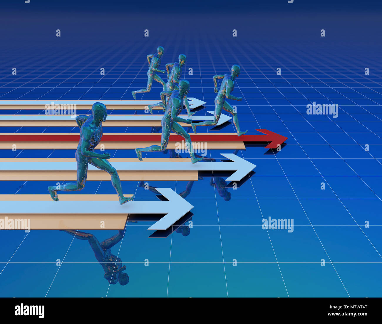 People running on arrows compete for success Stock Photo - Alamy