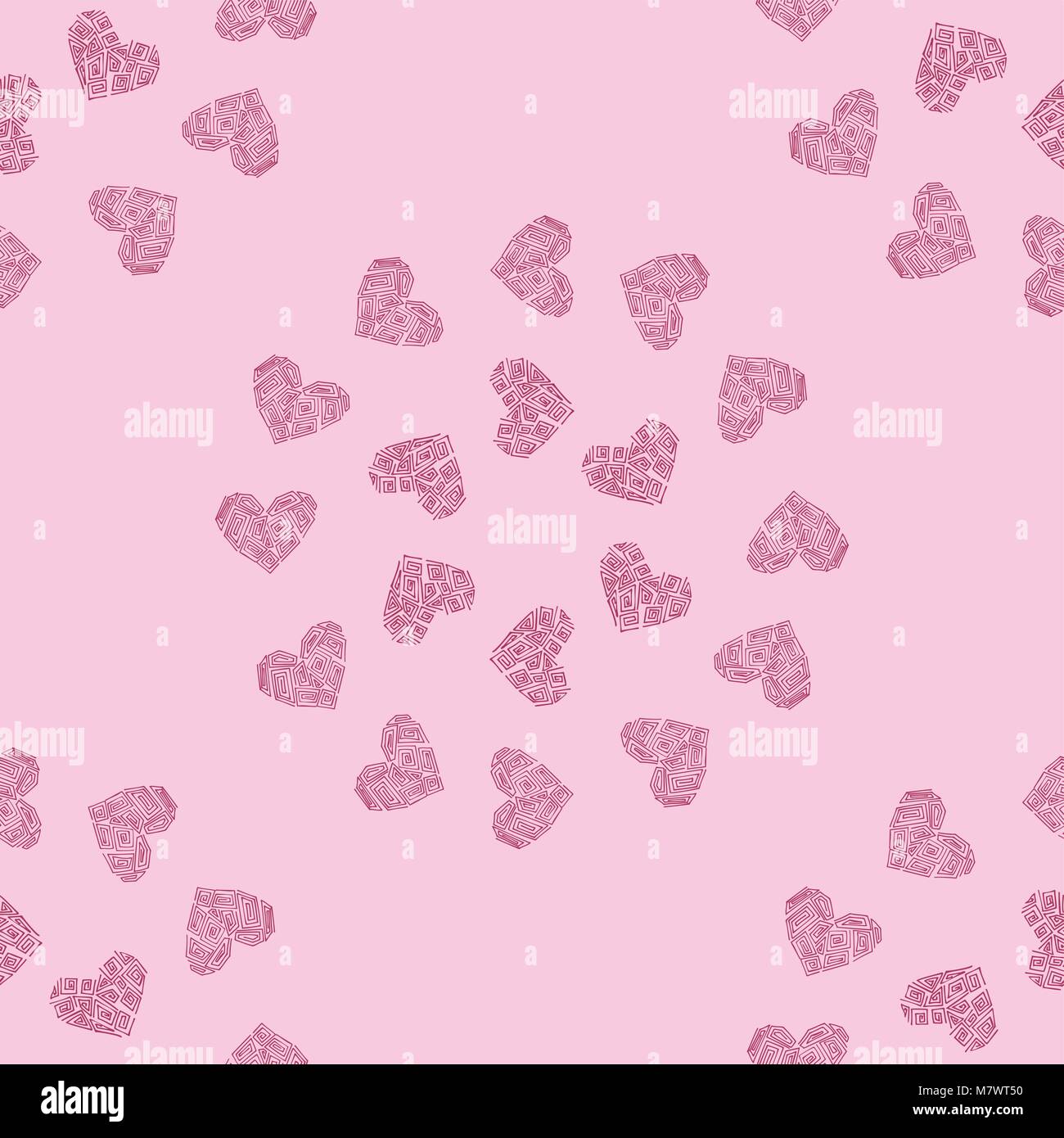 Seamless pattern background with heart. Greek pink wallpaper vector ...