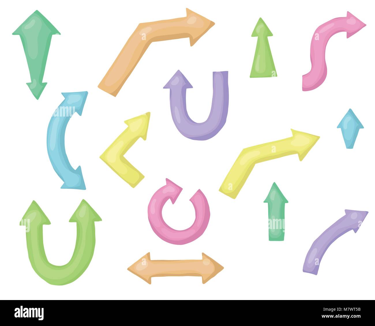 A set of children's cartoon arrows. Colorful vector pointer Stock ...
