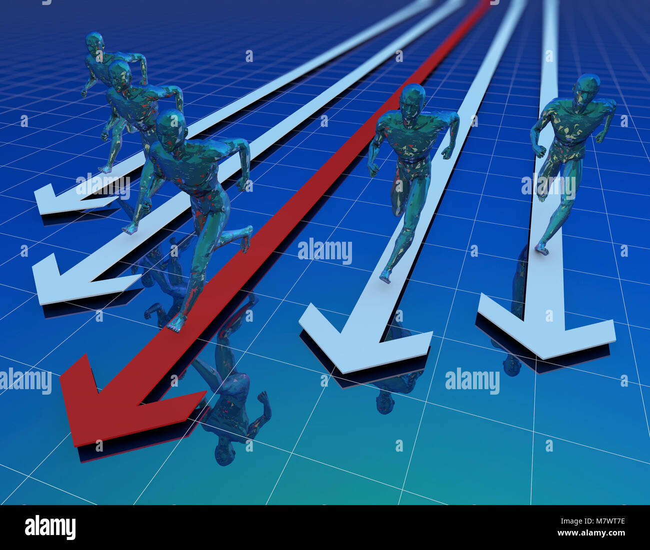 People running on arrows compete for success Stock Photo - Alamy