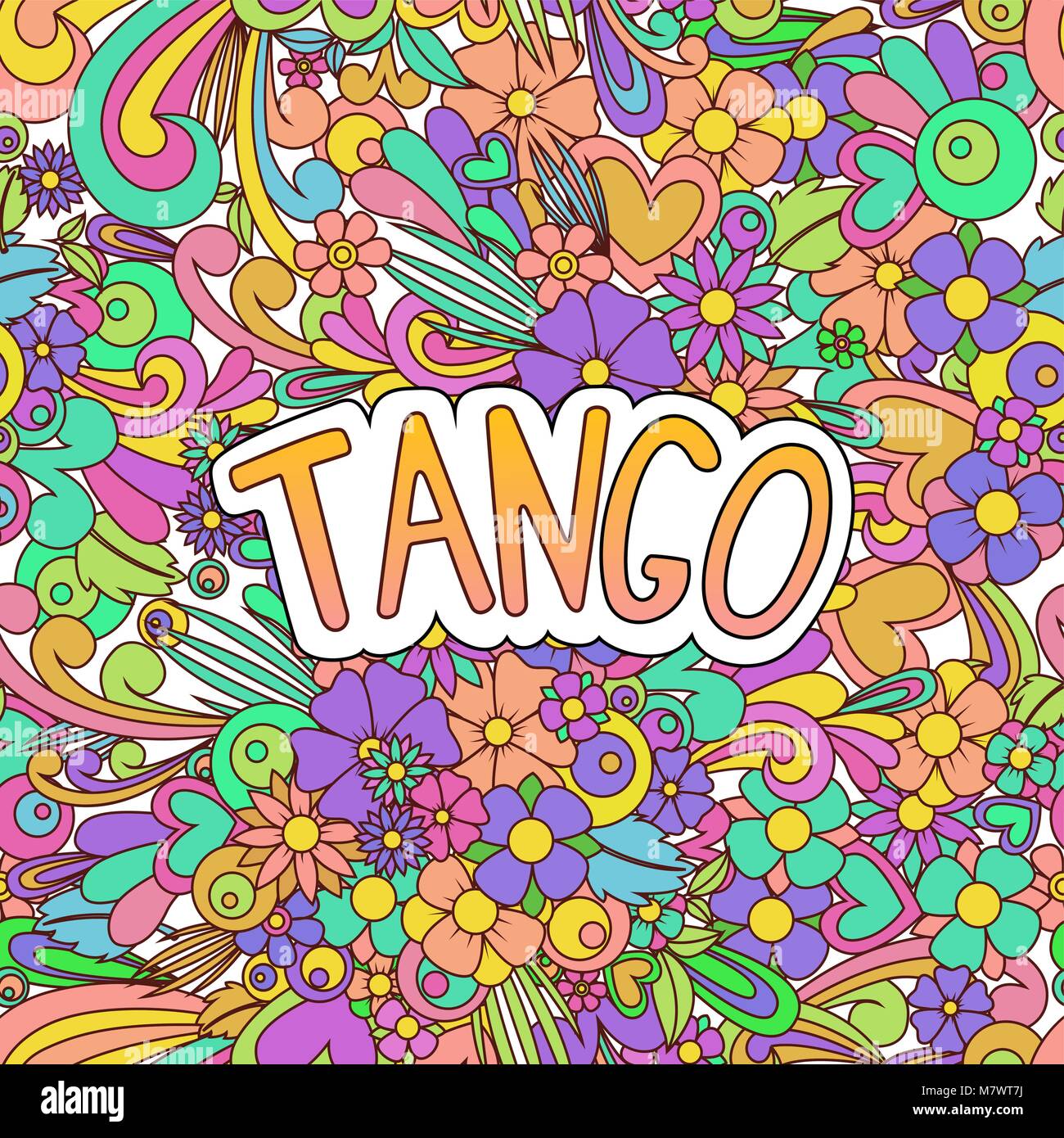 Tango Zen Tangle. Doodle background with flowers. Wallpapers dance ...