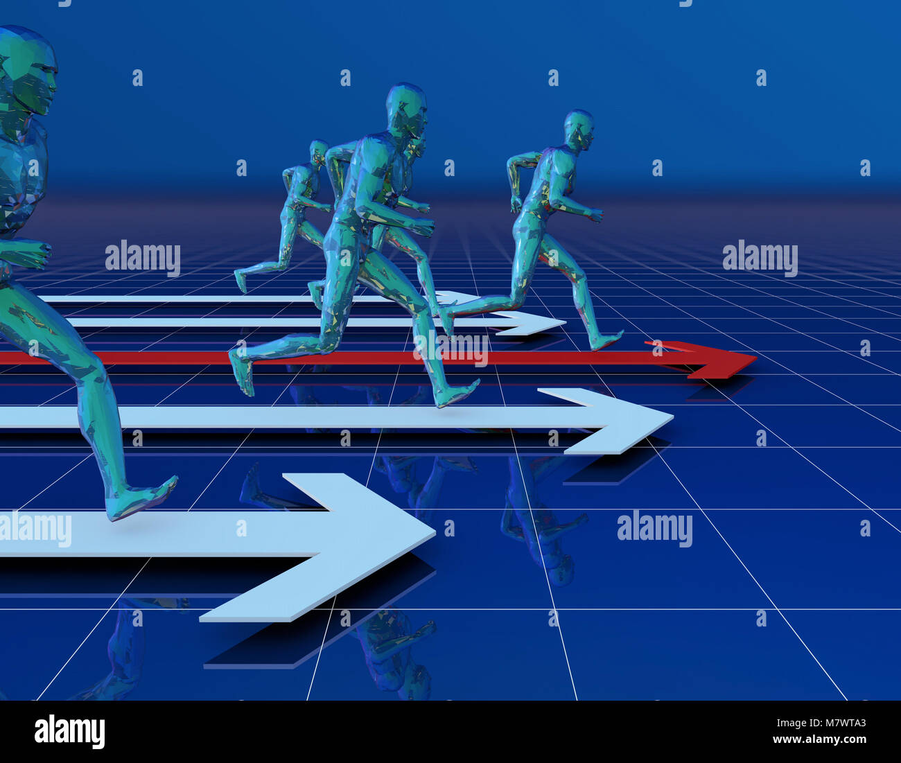 People running on arrows compete for success Stock Photo - Alamy