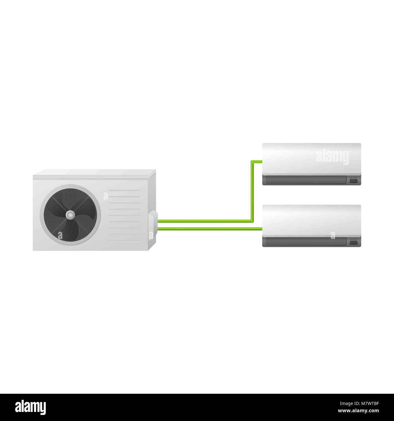 The air conditioning system vector illustration. One outdoor and two ...