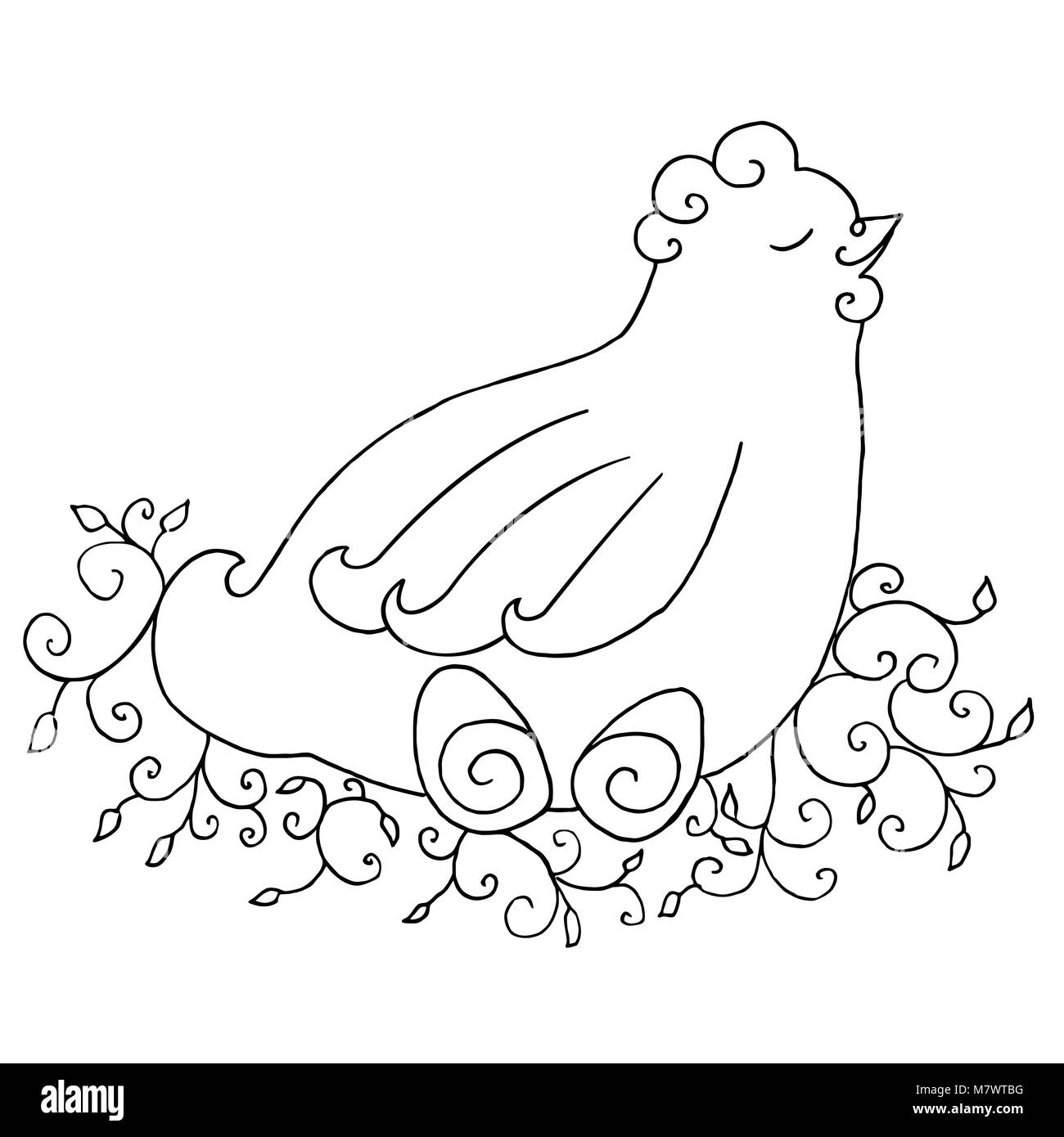 Broody vector illustration. Coloring book with chicken and eggs Stock ...