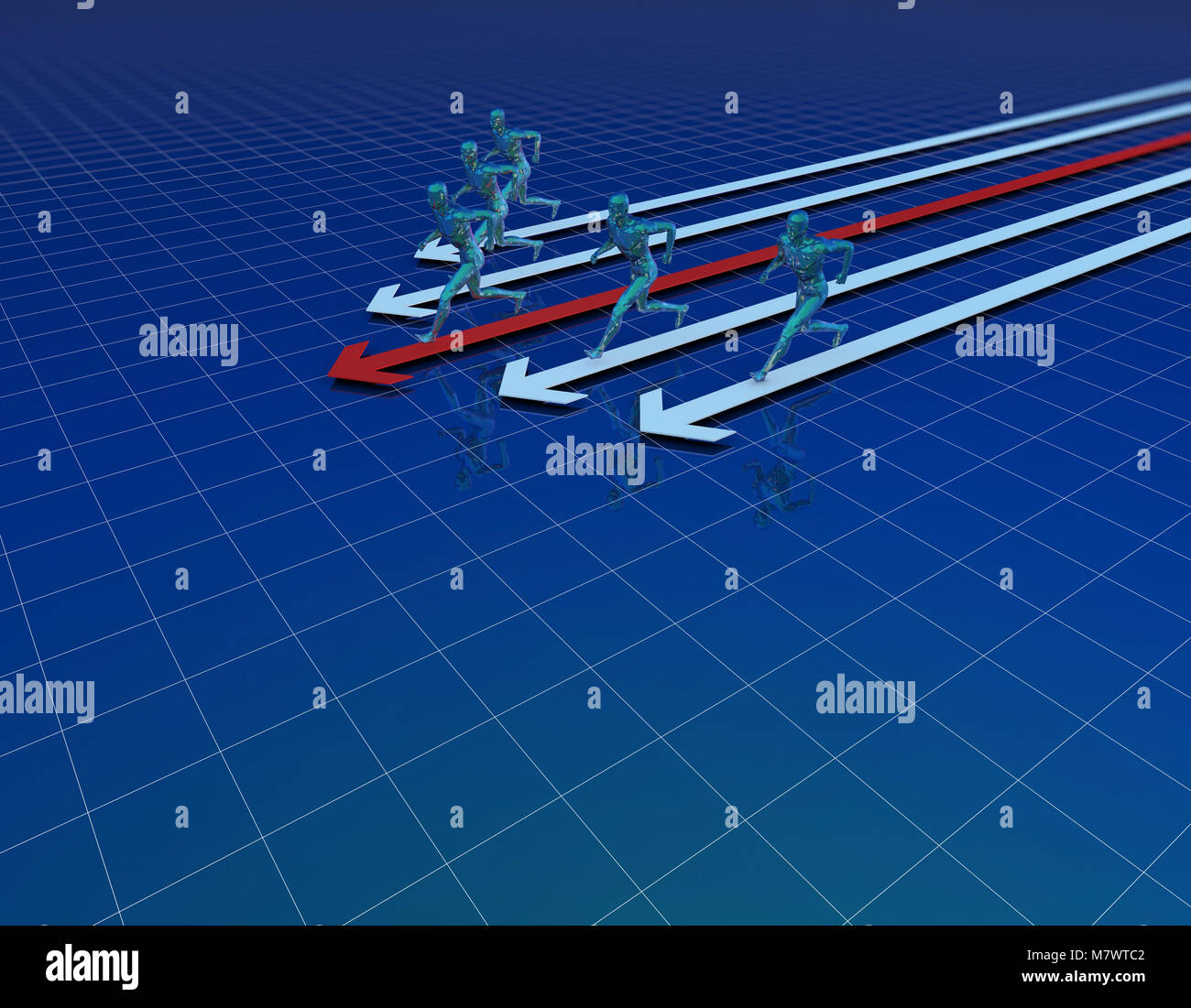 People running on arrows compete for success Stock Photo - Alamy