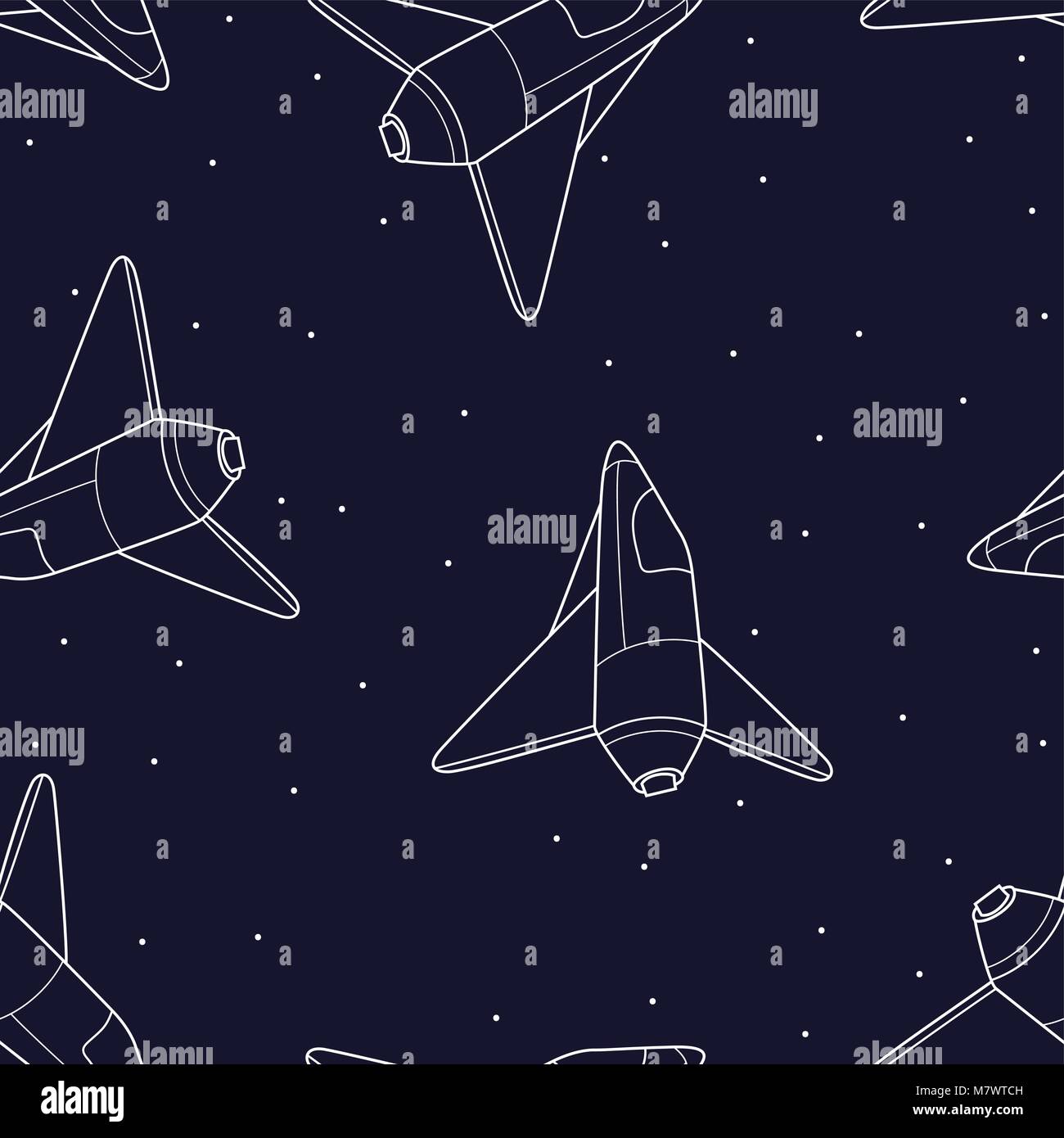 Spaceship seamless pattern background. Shuttle vector illustration ...
