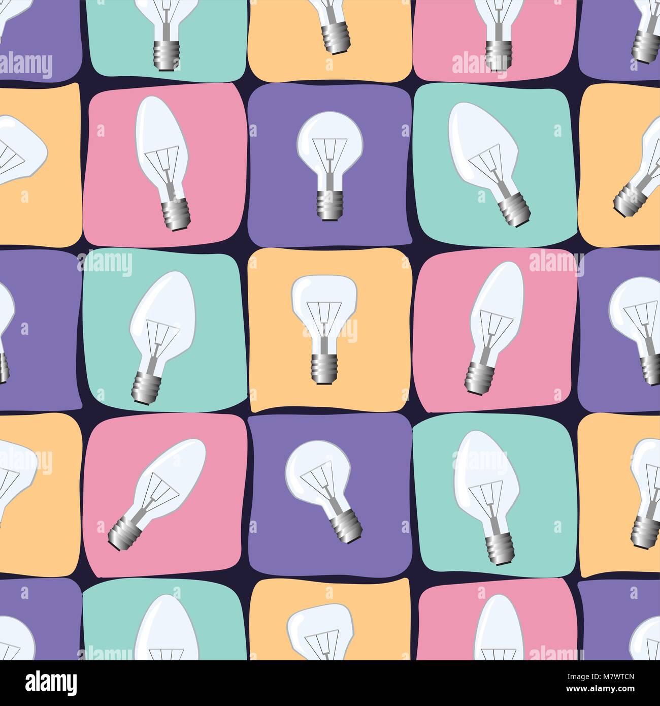 Light-bulb vector illustration. Seamless pattern background with bulb ...