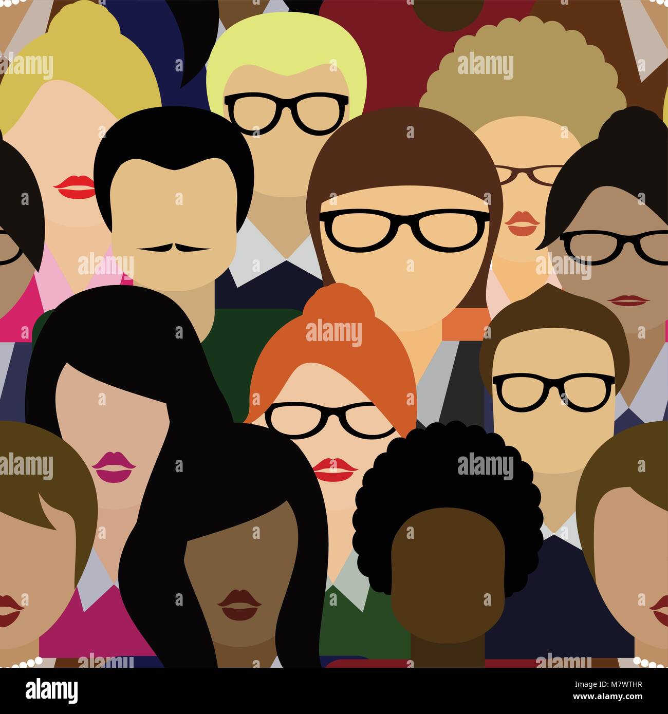 Seamless pattern background crowd. Many people vector illustration ...