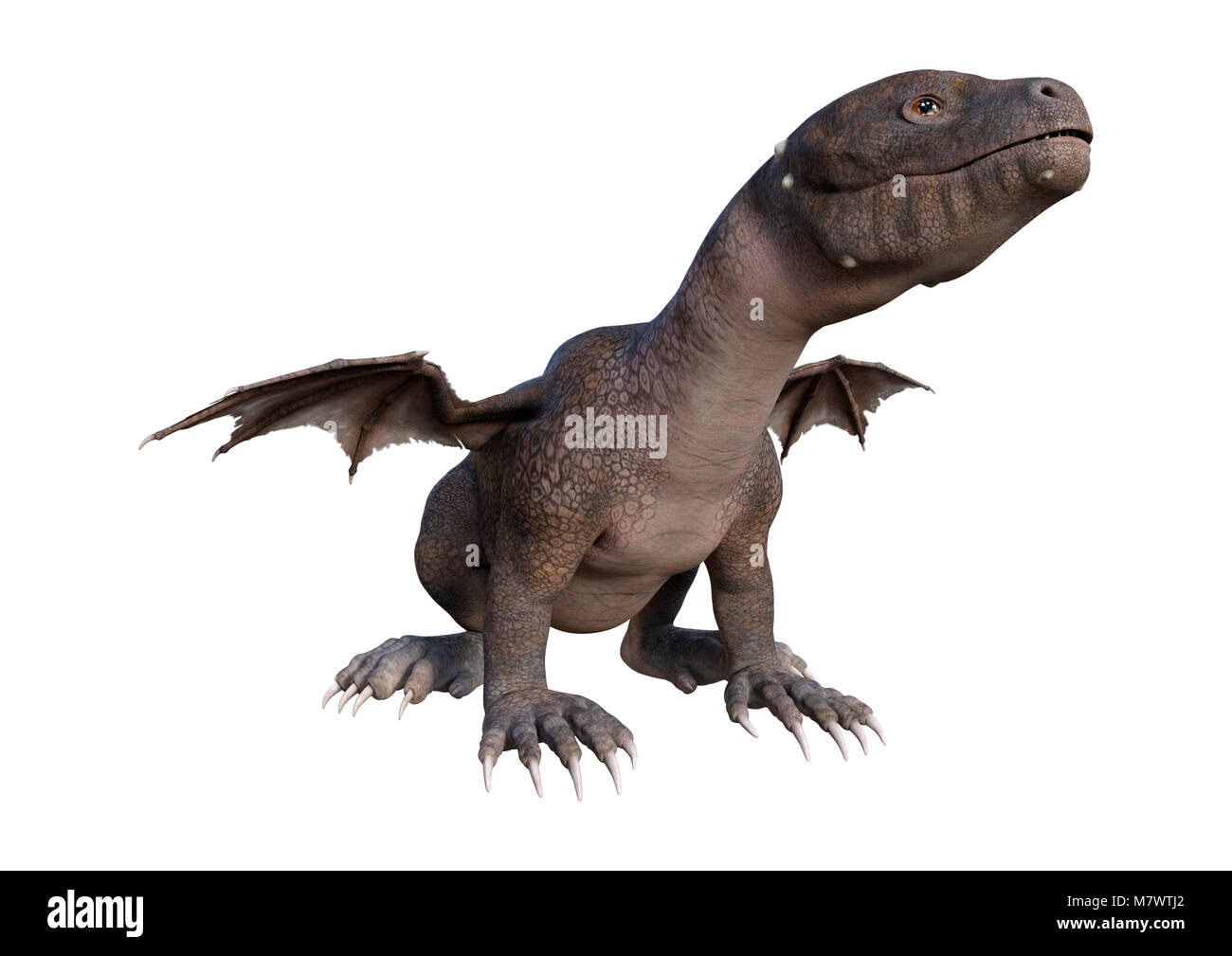 3D rendering of a fantasy hatchling dragon isolated on white background ...
