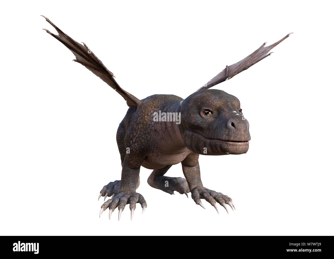 3D rendering of a fantasy hatchling dragon isolated on white background ...