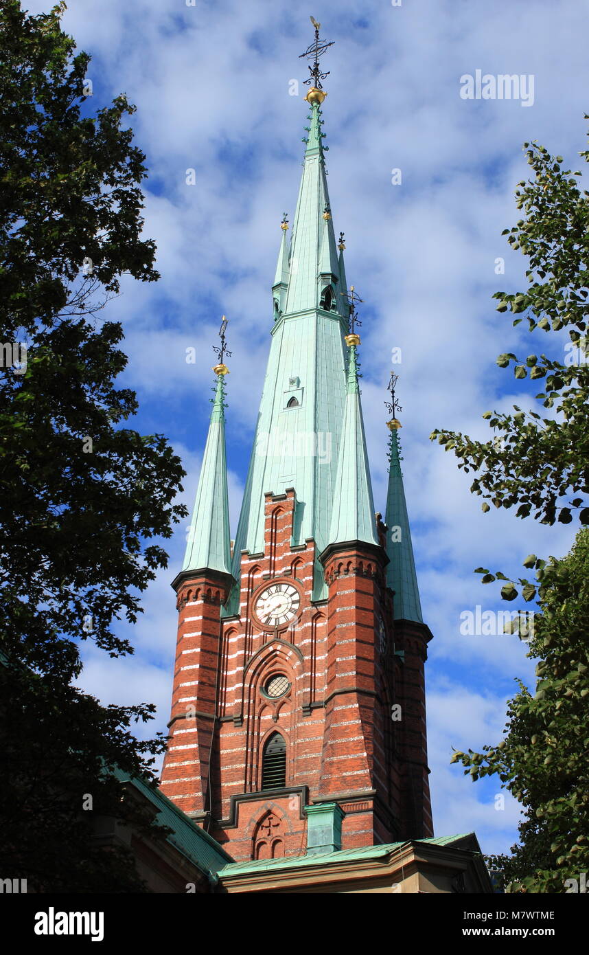 Clock tower of Saint Clare church in Stockholm, Sweden Stock Photo - Alamy