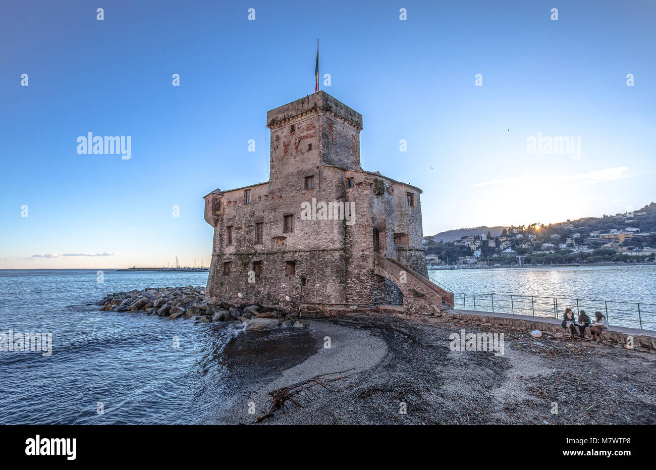 The ancient castle on the sea, Rapallo, Genoa (Genova), Italy Stock ...