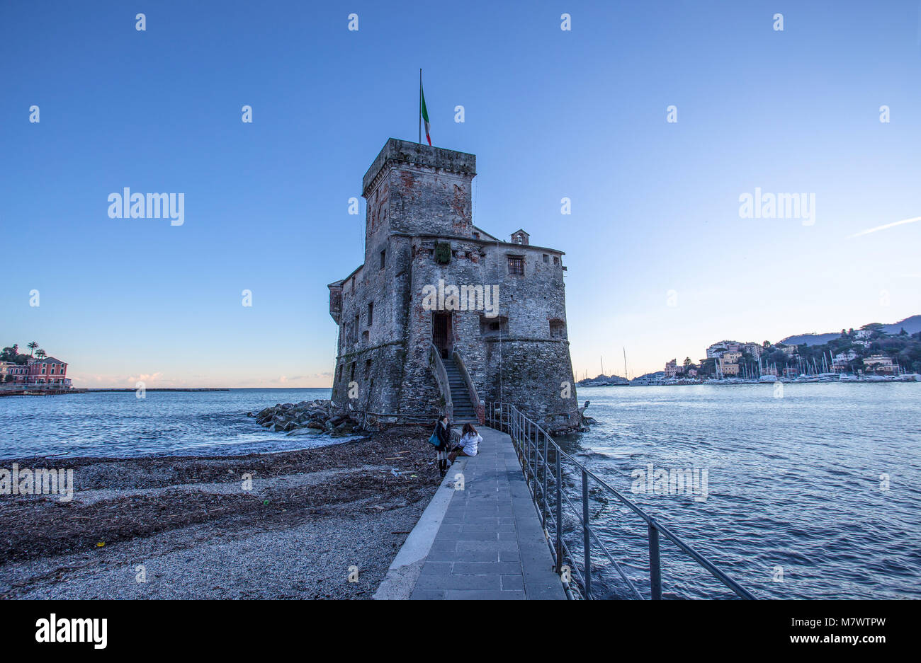 The ancient castle on the sea, Rapallo, Genoa (Genova), Italy Stock ...