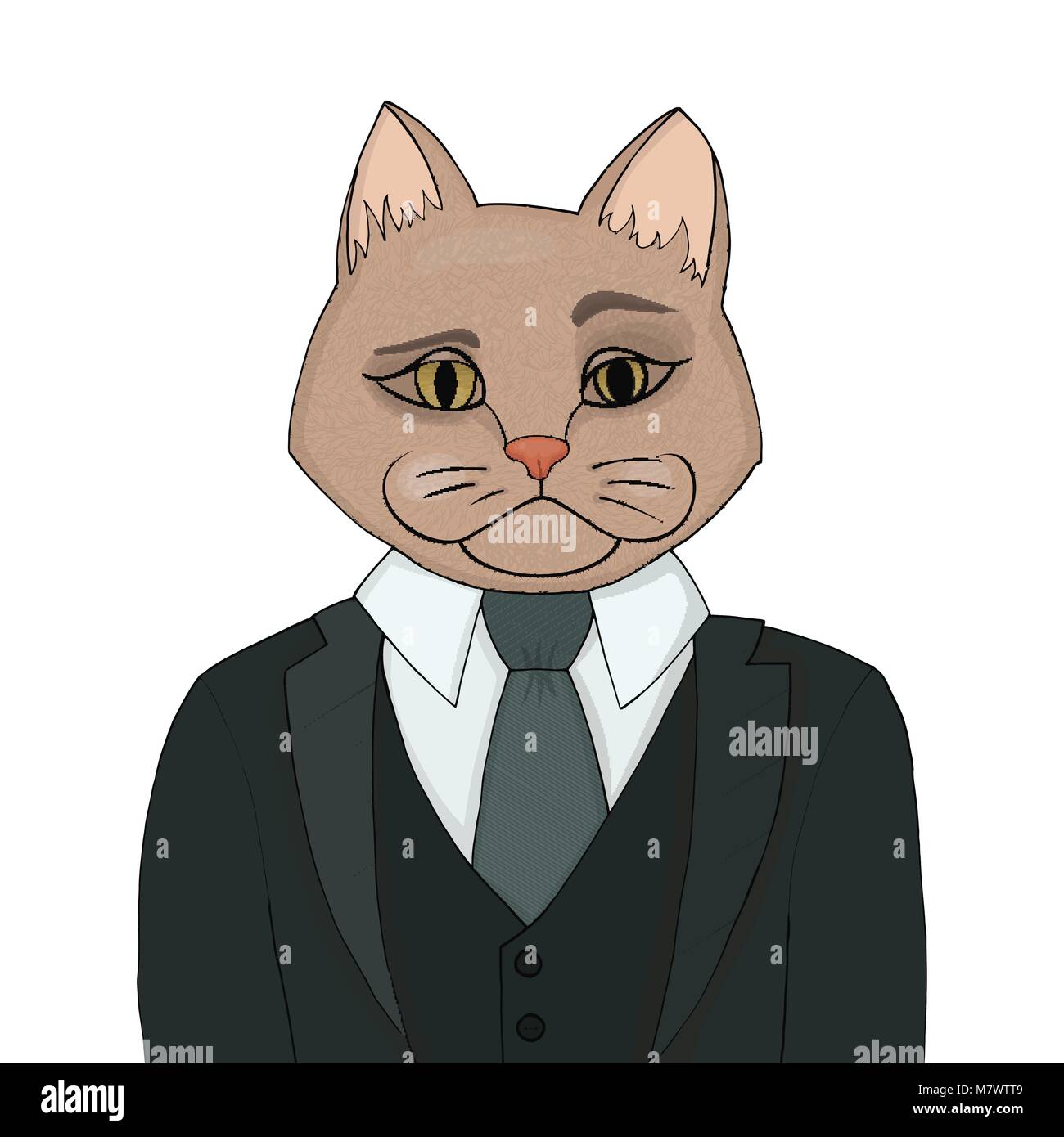 Catman in a business suit and tie. The cat man is the boss. Biggie ...