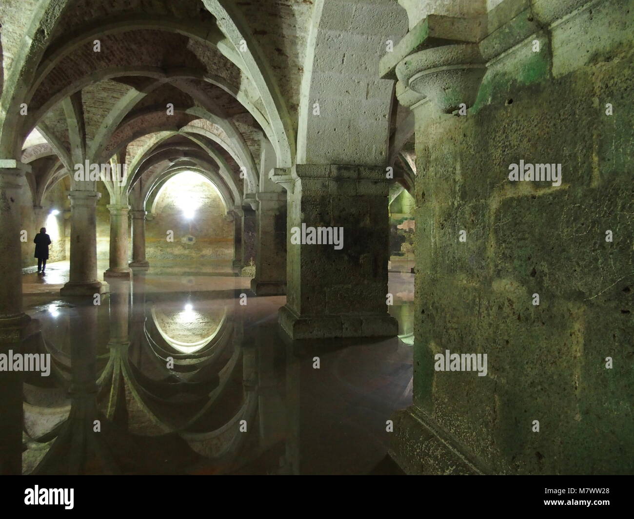 Interior of underground portuguese cistern in arabic fortress in late ...