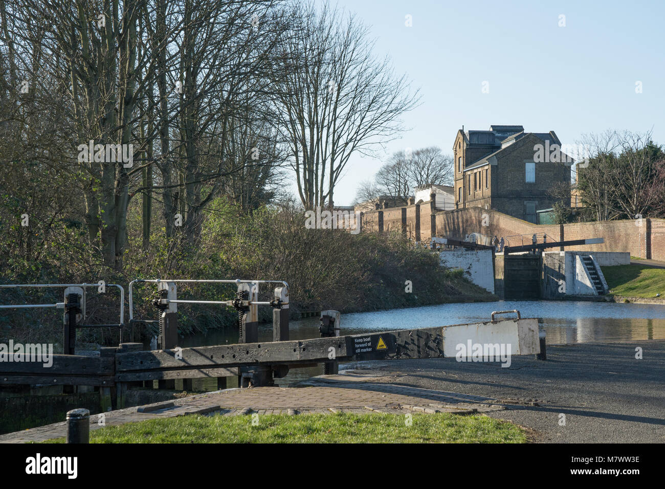 The Hanwell lock flight (a series of locks) on the Grand Union Canal in ...