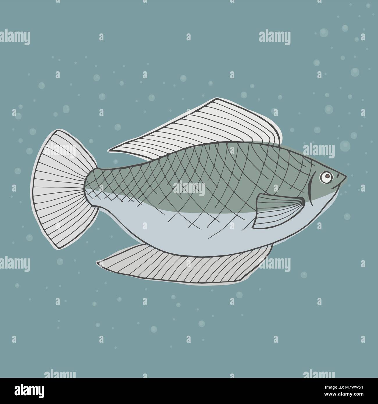 The gray fish in the sea vector illustration. Ocean wildlife Stock ...