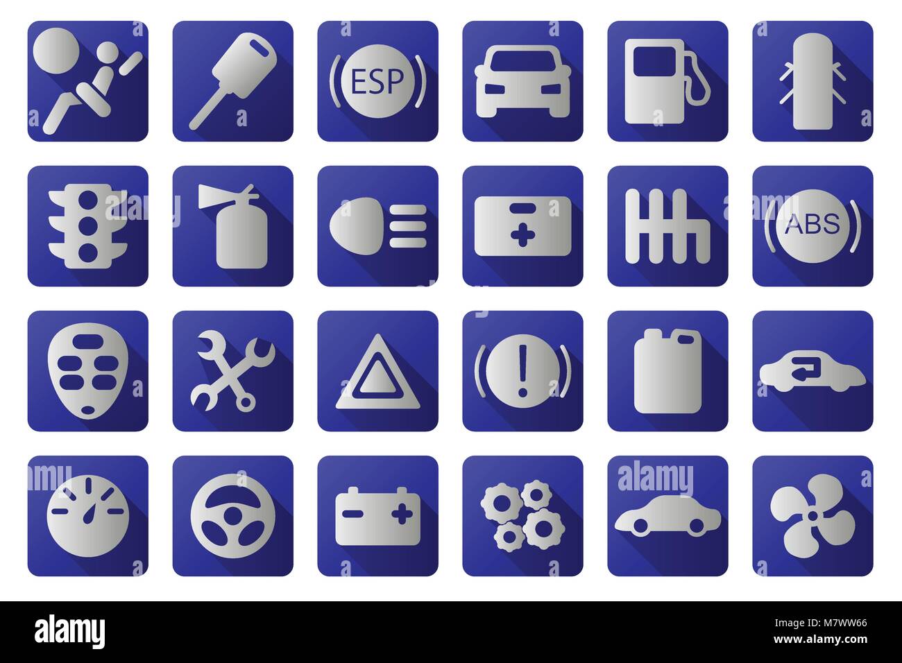 Vector car icons set. Blue and white colors. Automobile symbol ...