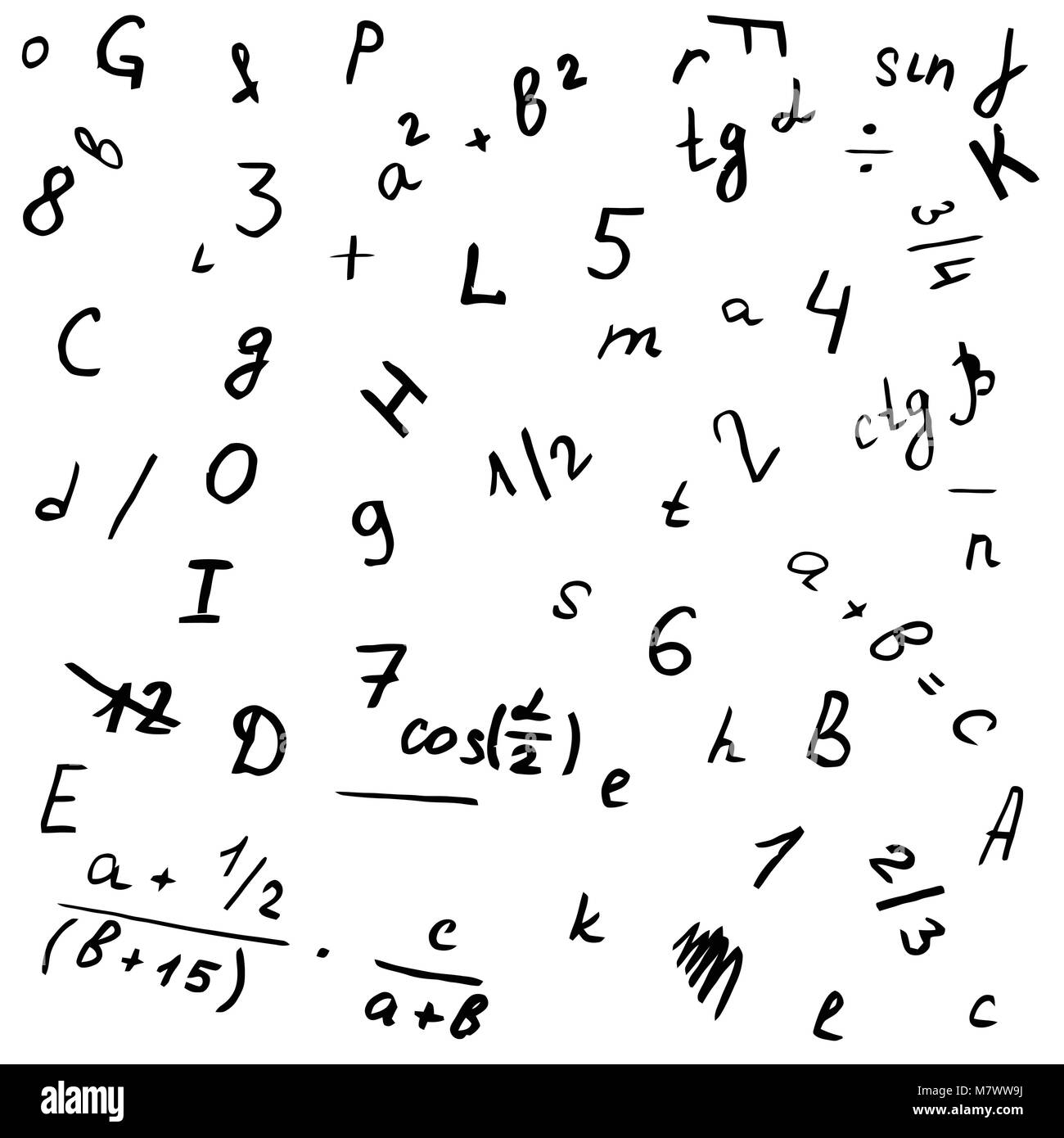 Letter drawing on a blackboard. Alphabet vector. Number and text ...