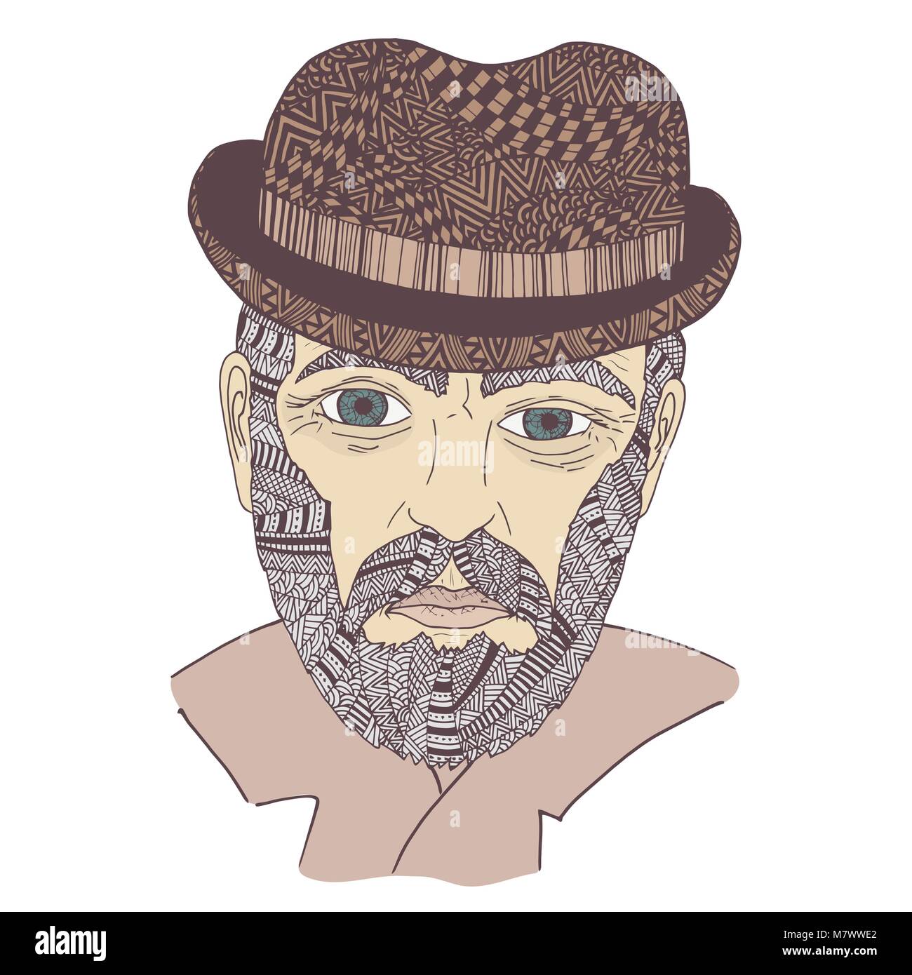 Have the blues. Zen tangle and doodle old man. Zentangle senior ...