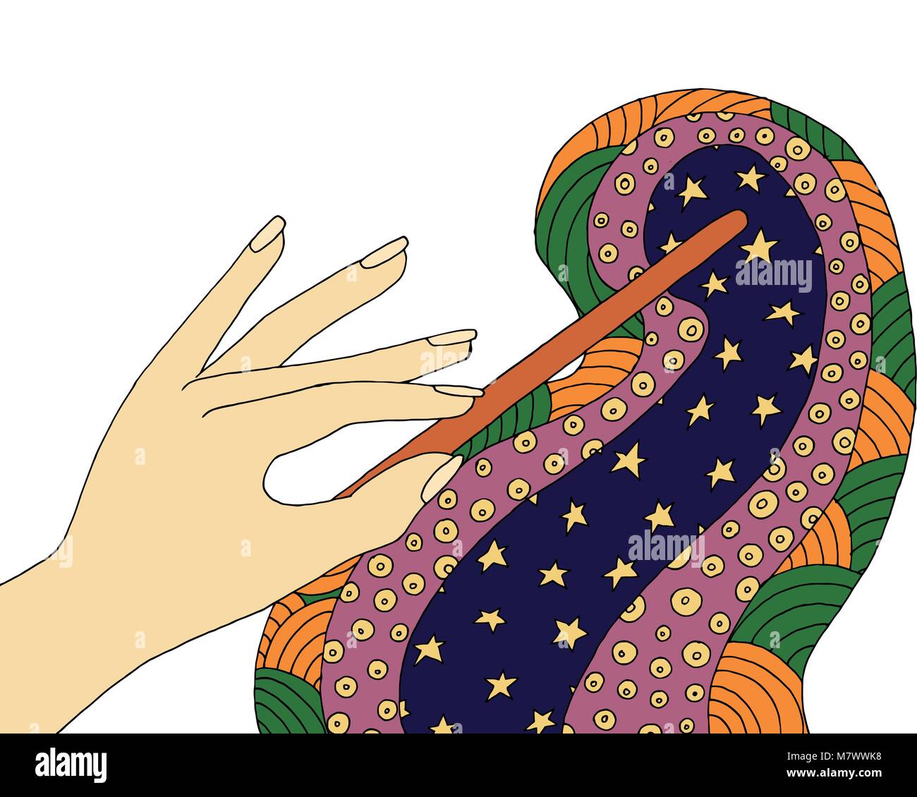 Magic wand and Fantasy zendoodle. Vector wizard zen tangle and doodle ...