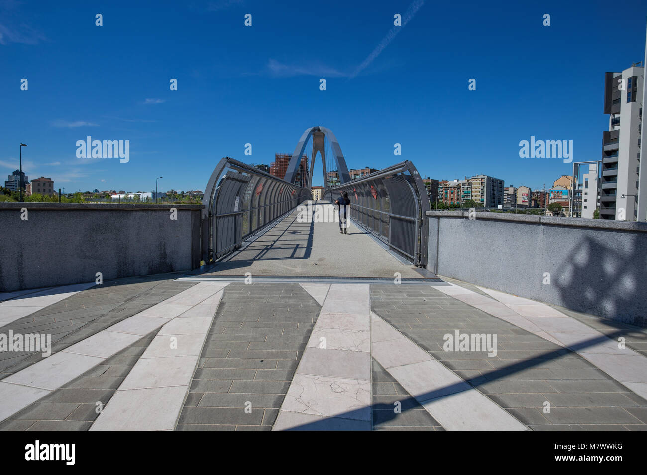 Modern bridge in the new area of Portello, Milan, Italy Stock Photo - Alamy