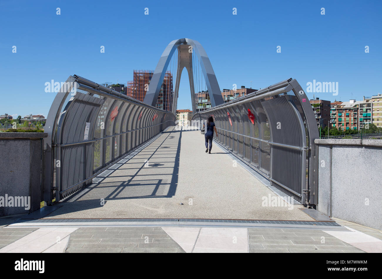 Modern bridge in the new area of Portello, Milan, Italy Stock Photo - Alamy