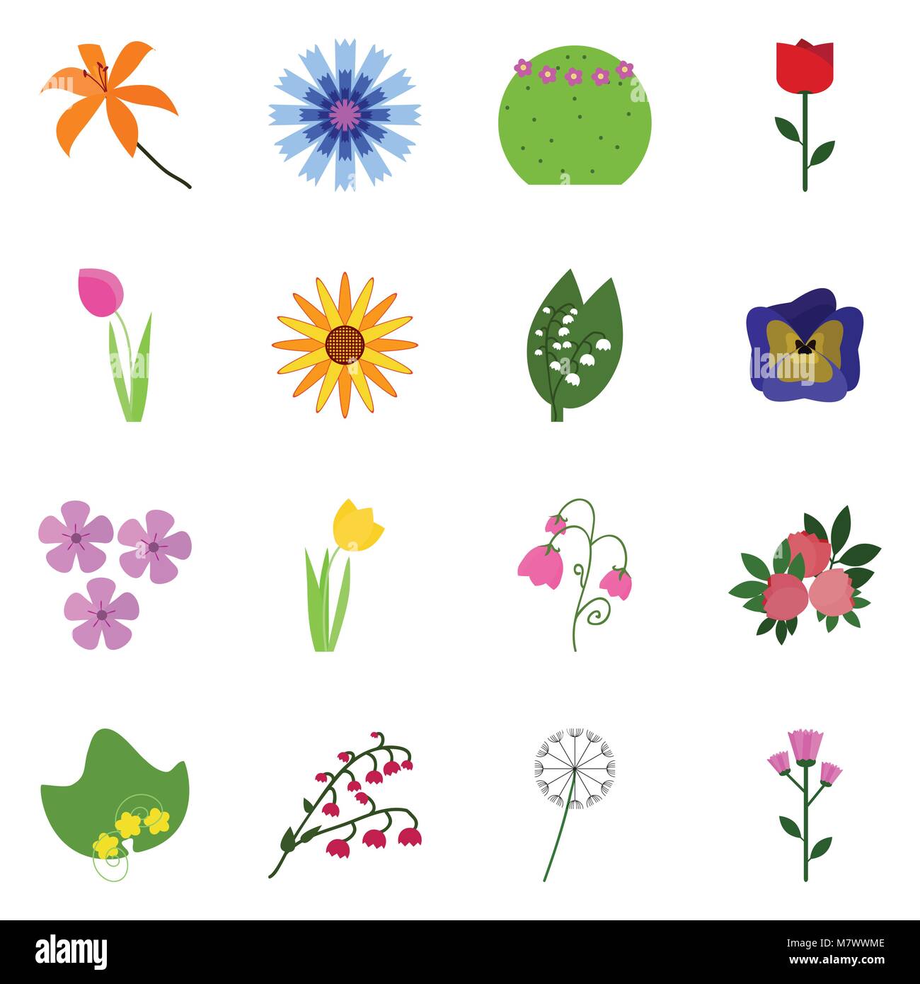 Vector icons set with blossom. Flowering collection Stock Vector Image ...