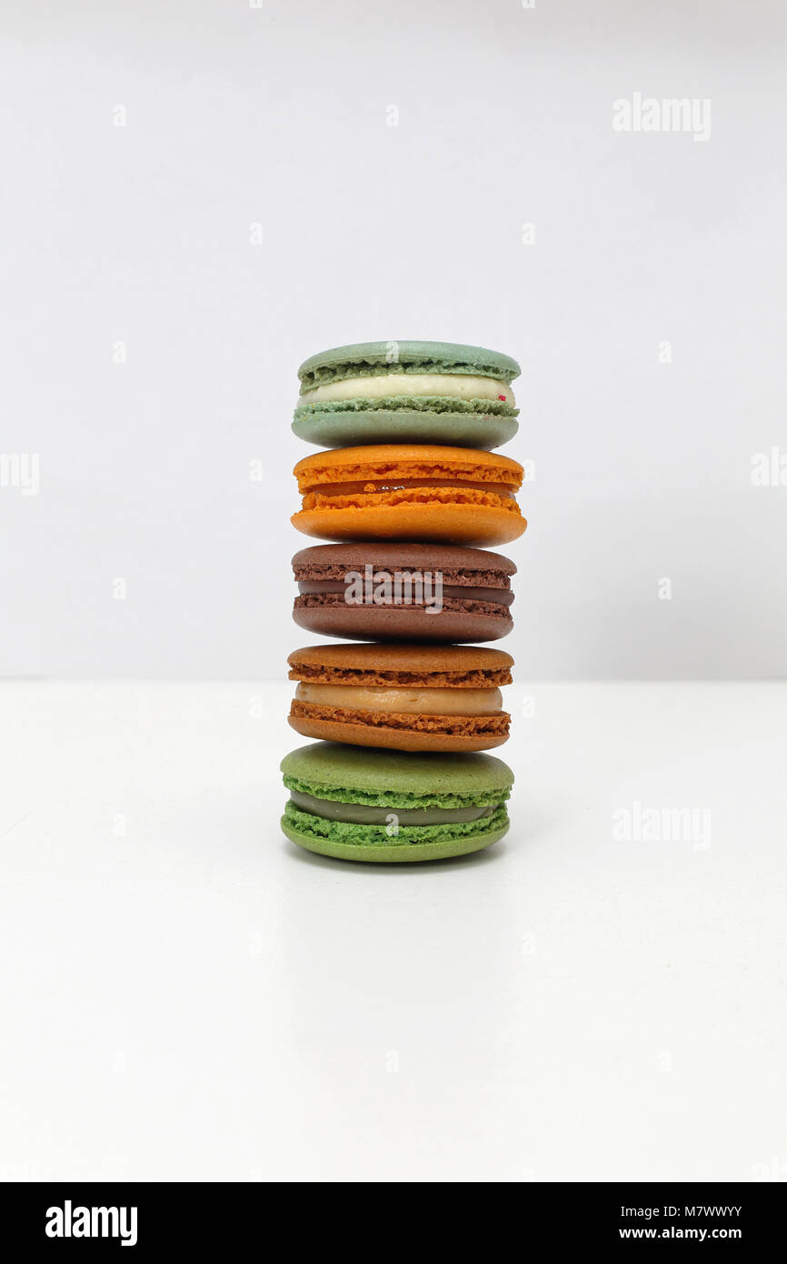 Stacked Macarons in Different Flavors and Colors Stock Photo - Alamy