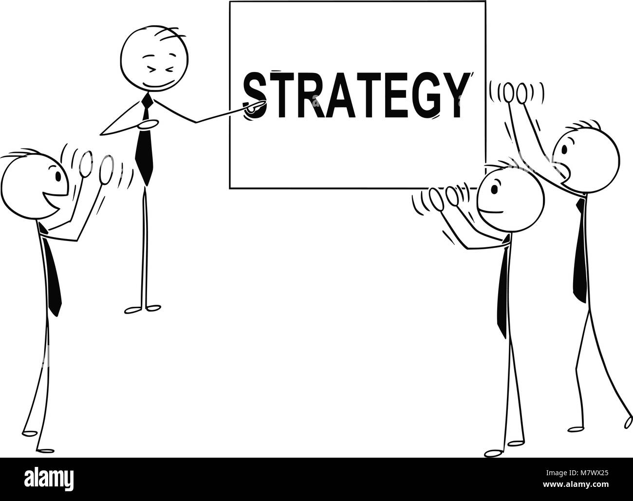 Cartoon of Business People Applauding to Speaker Pointing at Strategy ...