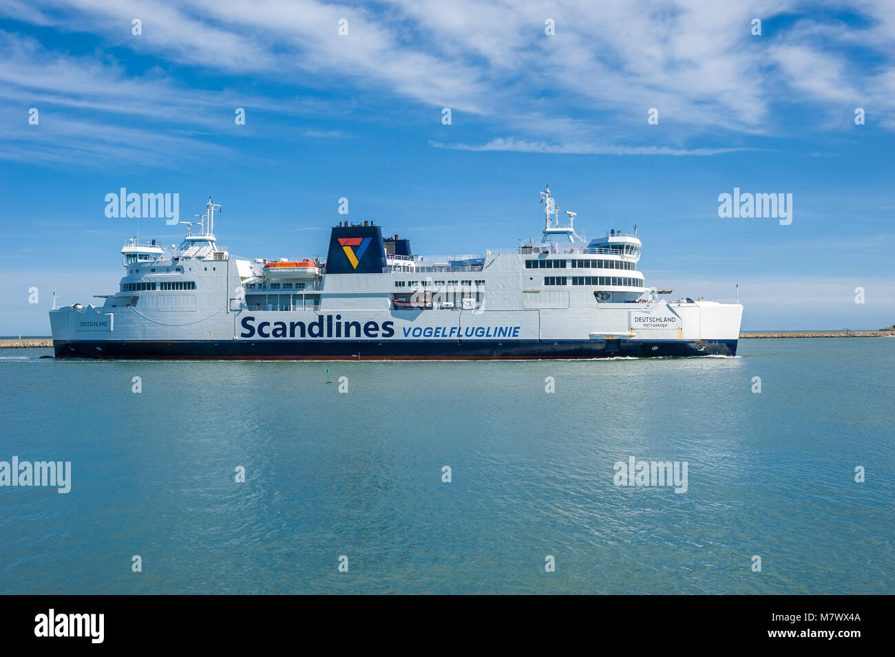 Scandlines ferry in the port of Puttgarden, Fehmarn, Baltic Sea ...