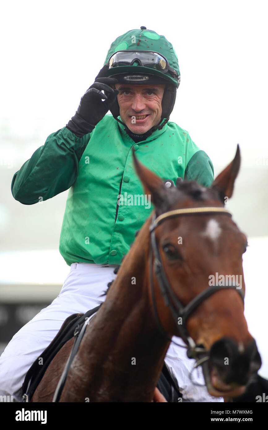 Jockey Ruby Walsh celebrates winning the Racing Post Arkle Challenge ...