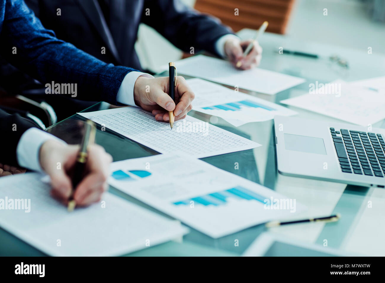 hands business team that works with financial schemes Stock Photo - Alamy