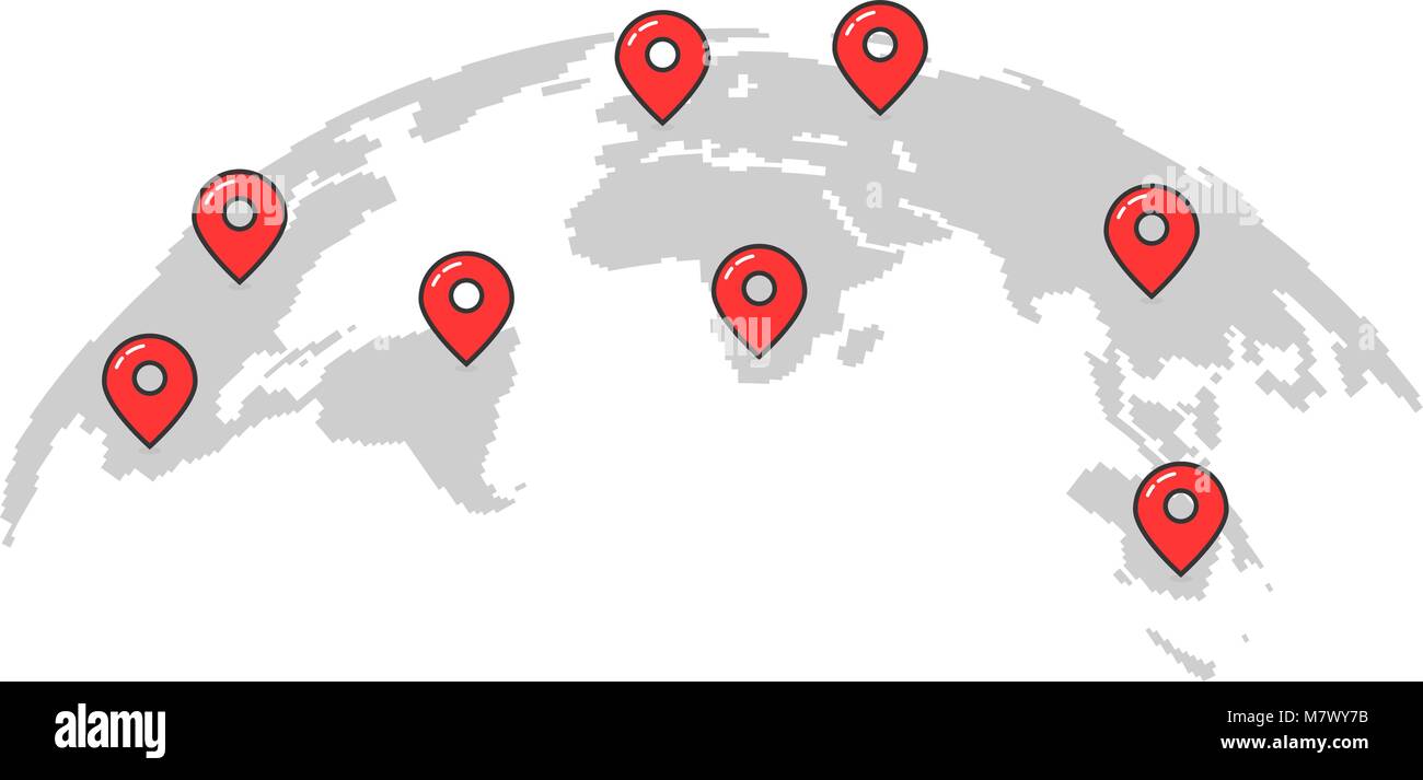 World map location pins Stock Vector Images - Alamy