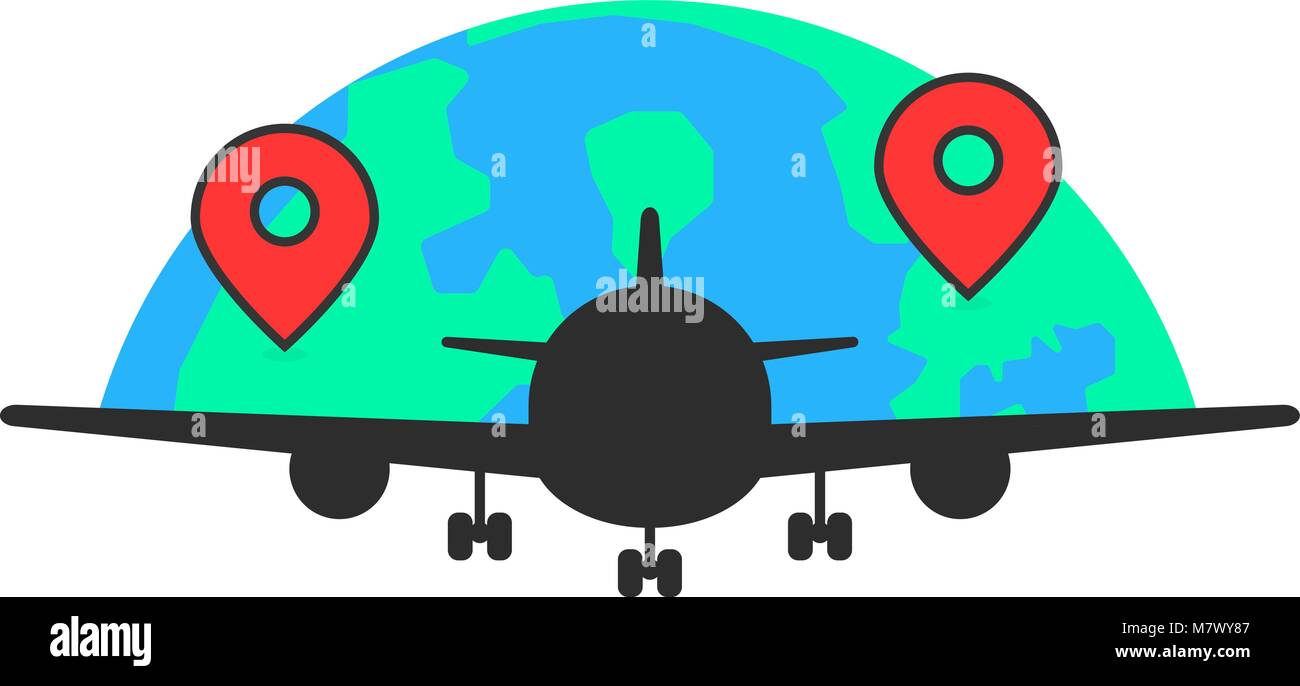 Airplane location pin black Stock Vector Images - Alamy