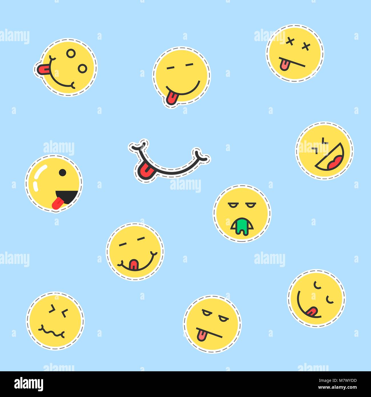 set of yellow emoji patches Stock Vector Image & Art - Alamy