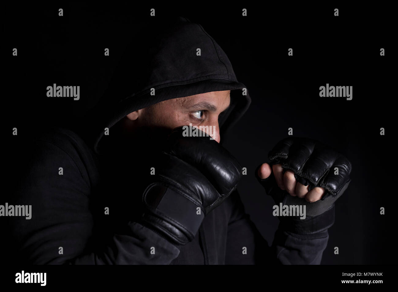 Portrait of a boxer in fight position. Soft focus Stock Photo - Alamy