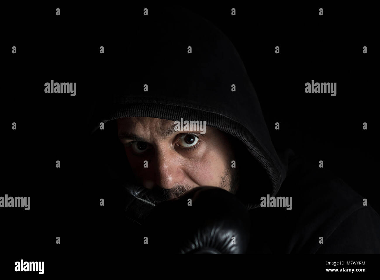 Portrait of a boxer in fight position. Soft focus Stock Photo - Alamy