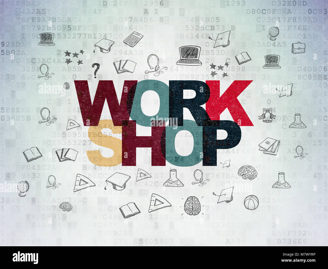 Learning concept: Workshop on Digital Data Paper background Stock Photo ...