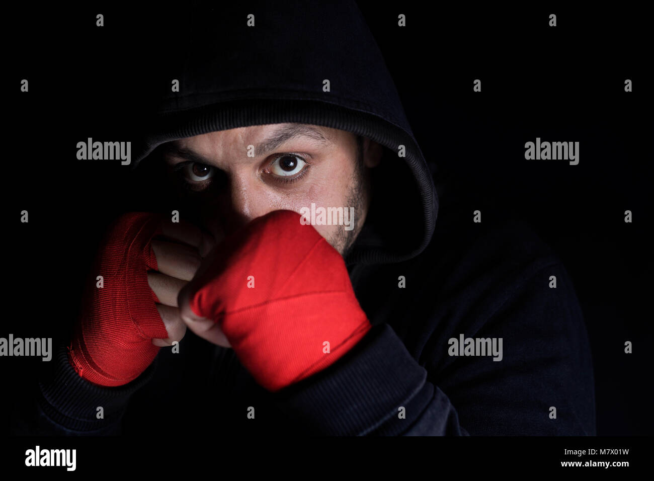 Portrait of a boxer in fight position. Soft focus Stock Photo - Alamy