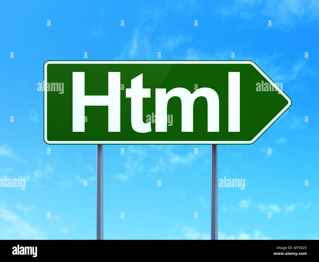 Programming concept: Html on road sign background Stock Photo - Alamy