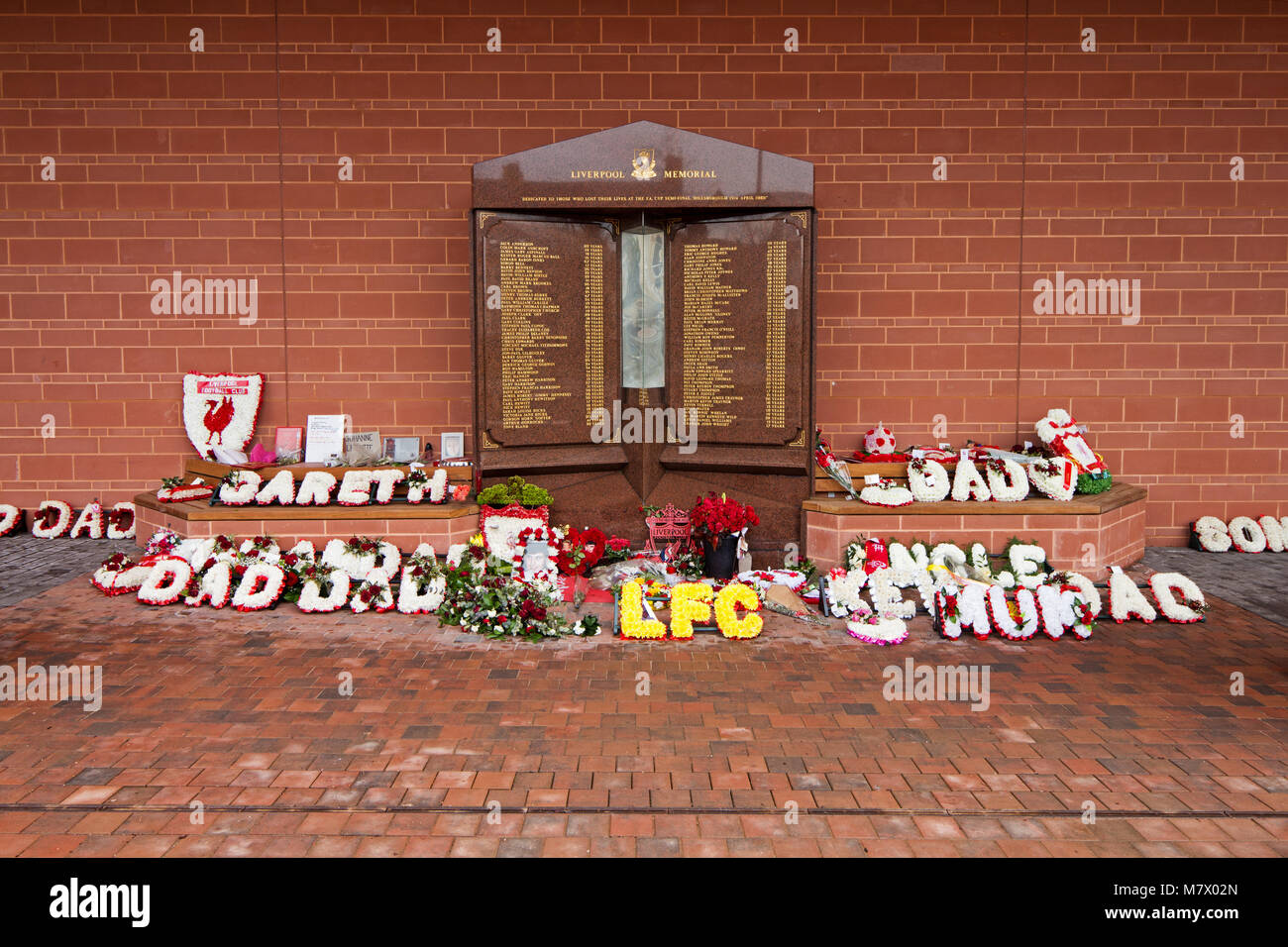 The Hillsborough Memorial at Anfield Liverpool in memory of the 96 ...