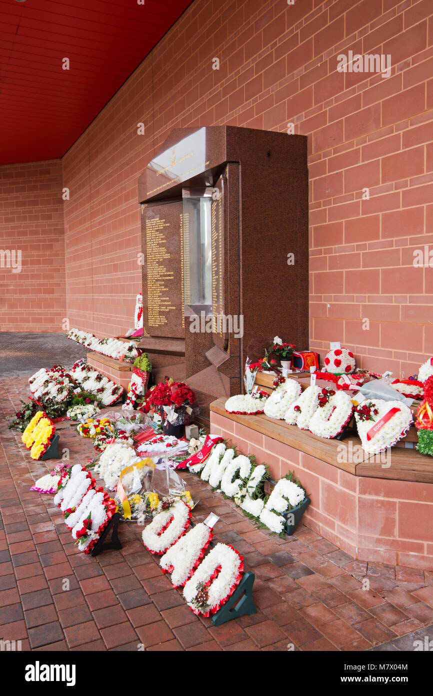 The Hillsborough Memorial at Anfield Liverpool in memory of the 96 ...