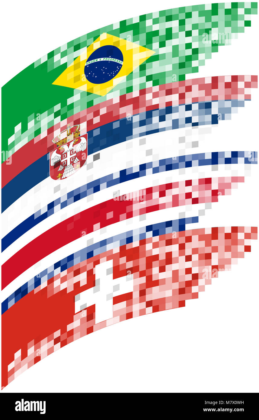 Abstract composition of the flags of national sports teams isolated on ...